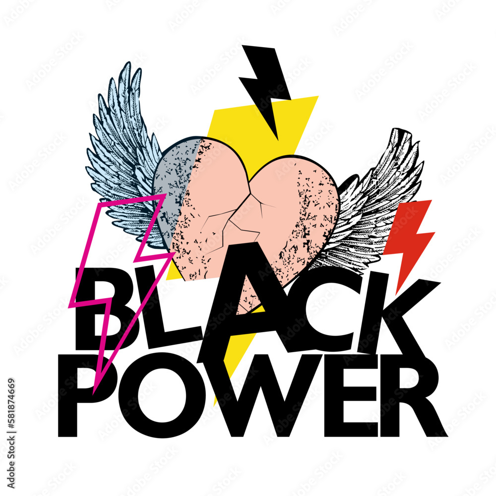 Black power. T-shirt design of a clenched black fist with stars around ...