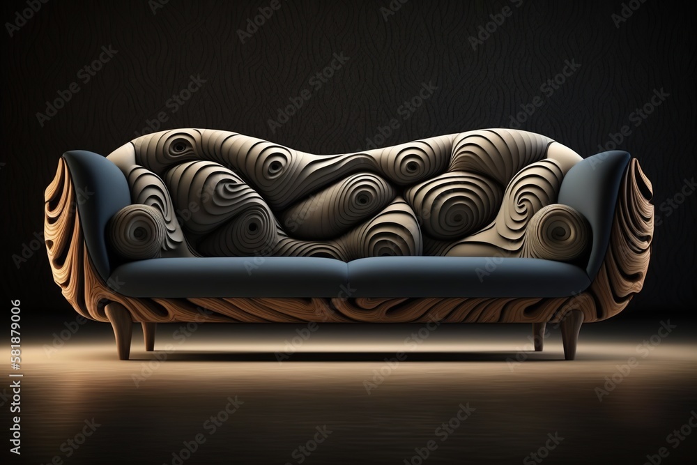 Sofa with a unique texture or pattern inspired by natural elements such ...