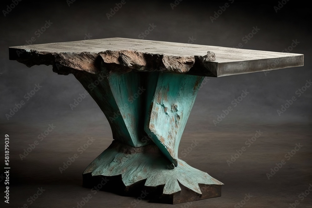Table with a base made from repurposed or upcycled materials such as ...