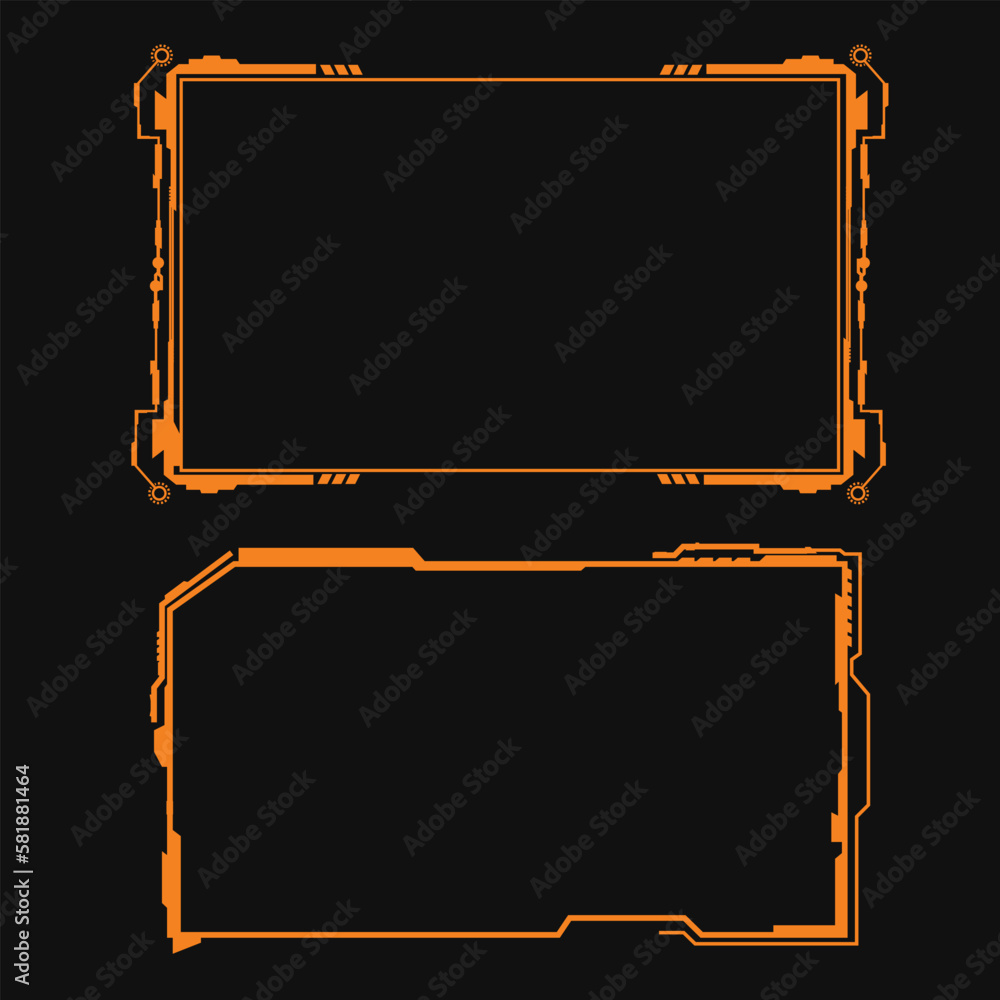 Abstract futuristic background of glowing technology sci fi frame hud ...