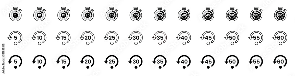 Vektorová grafika „Complete collection of measurement stopwatch timer ...