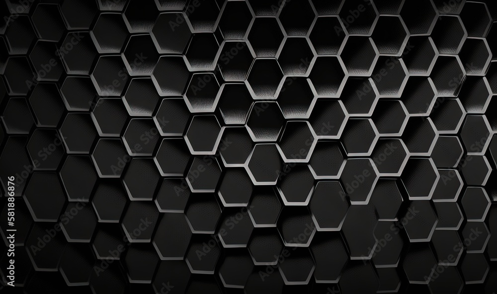 a black background with hexagonal shapes and a black background with ...