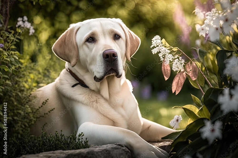 doggie labrador retriever napping in the yard Generative AI Stock ...