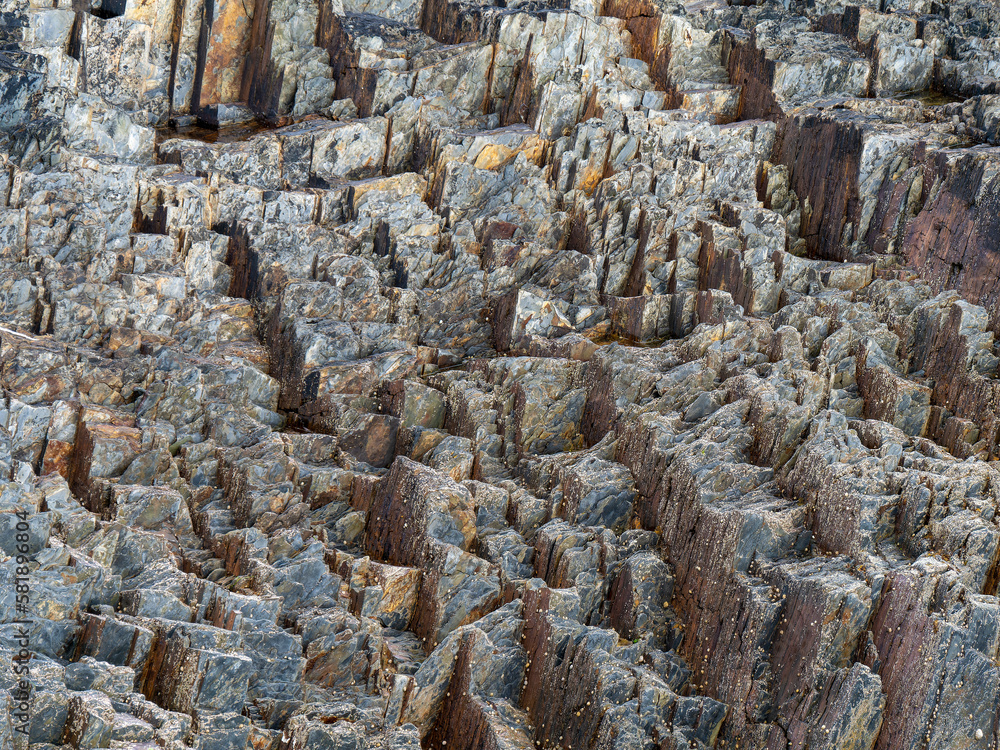 Very rare layers of rock sediment. Close up of rock formation. Natural ...