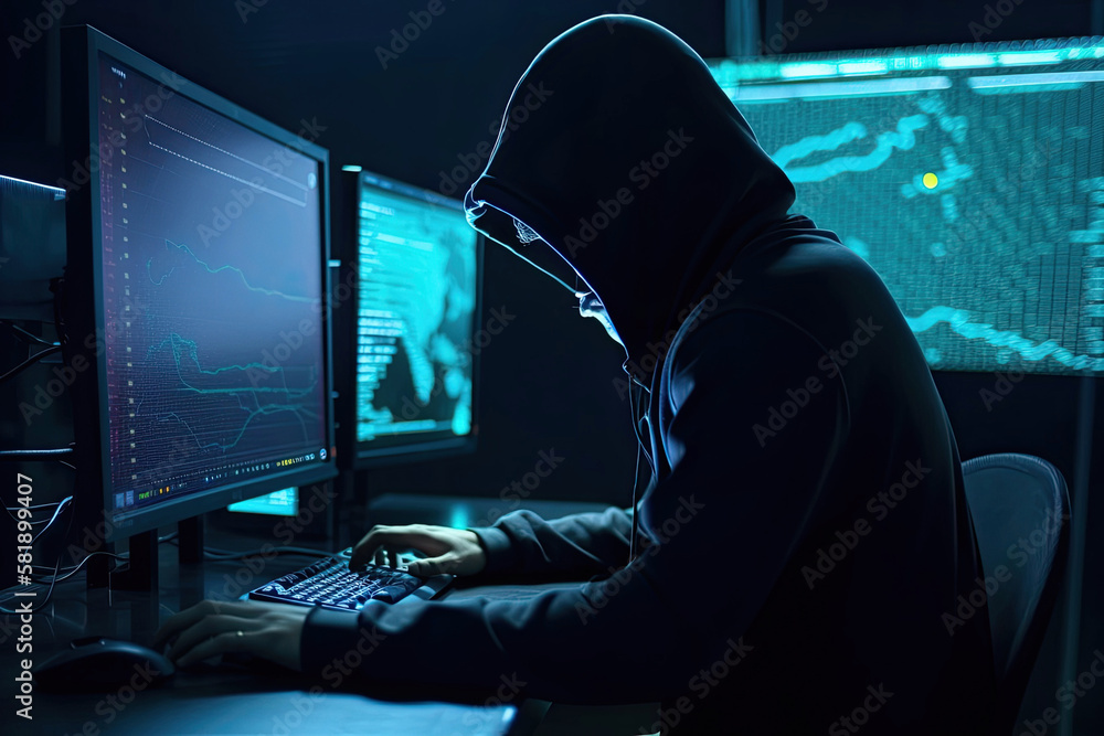 Cybersecurity Vulnerability Log4j And Hackercodingmalware Concepthooded Computer Hacker In