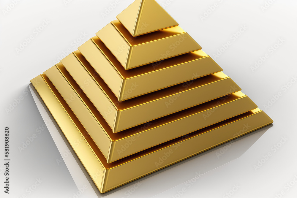 gold bars layered to a golden pyramid on white background, created with ...