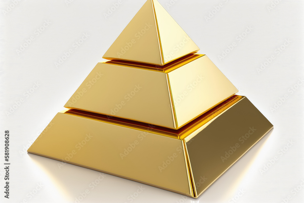 gold bars layered to a golden pyramid on white background, created with ...