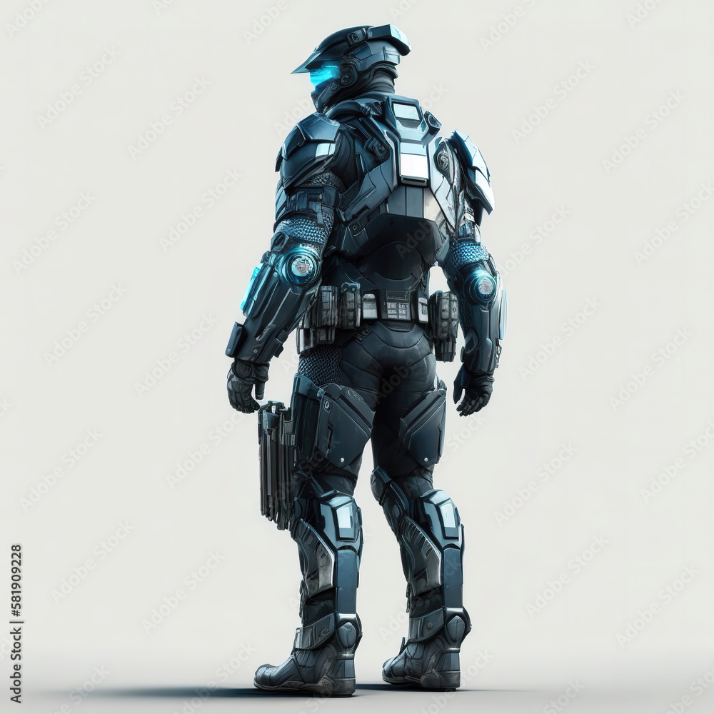 Futuristic Police in Advanced Blue Uniforms - Cutting-Edge Technology ...
