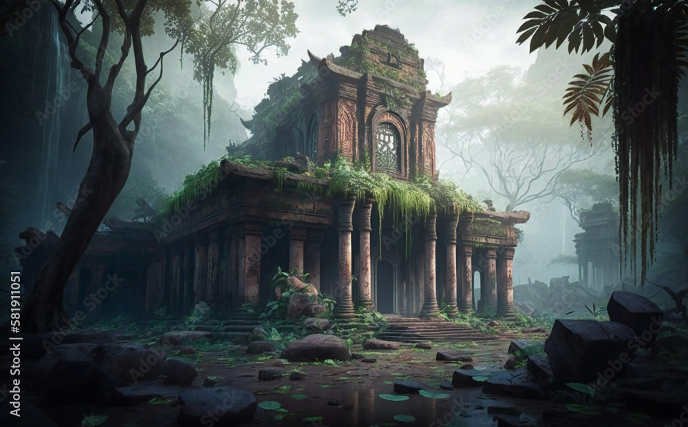 Ein verlassener Tempel im Dschungel weckt die Abenteuerlust beim ...
