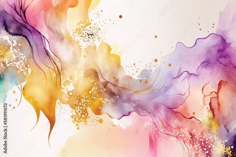 Abstract watercolor background with gold glitter Stock Vector | Adobe Stock