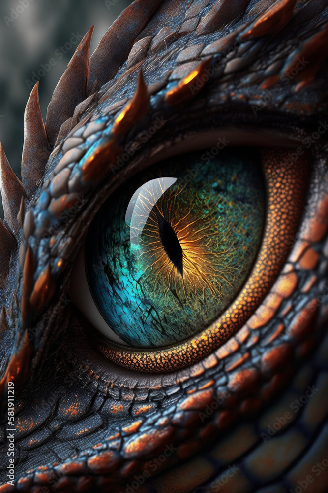 dragon reptilian eye. created using generative ai tools Stock ...