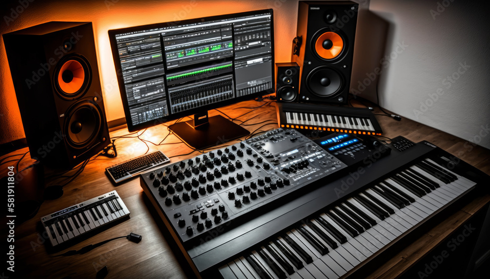 professional music studio setup including music production software ...