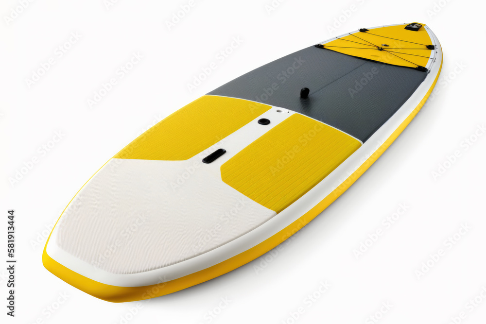 modern stand-up paddleboard (SUP) is showcased against a clean white ...