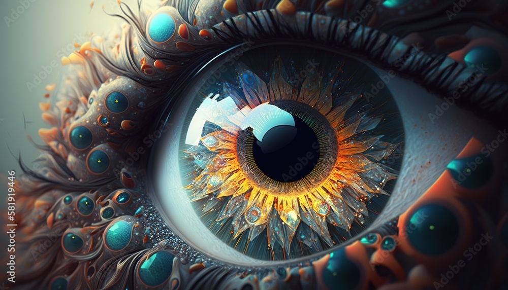 Generative AI, Macro human open eye with makeup, fantasy photorealistic ...