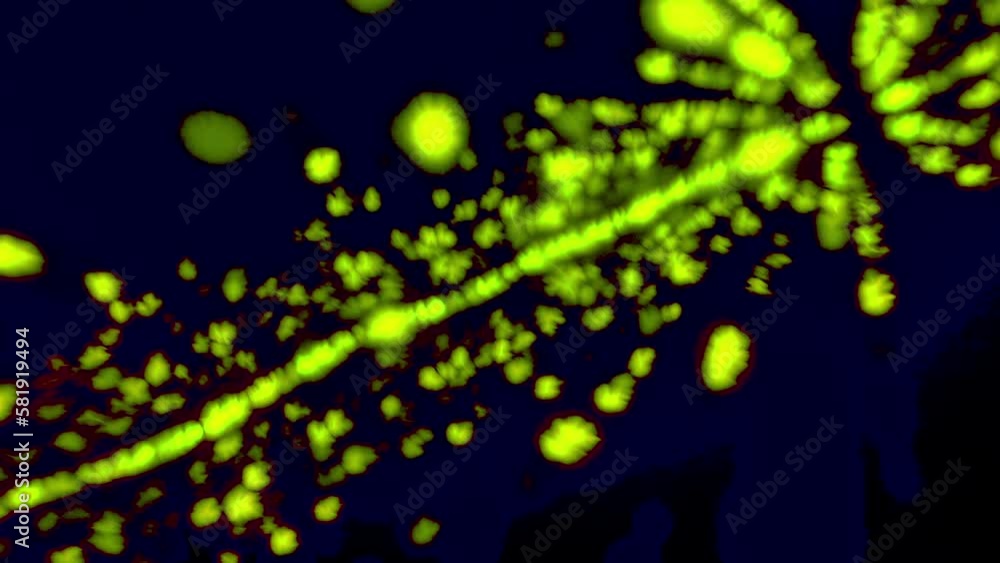 Animated 3D particles. abstract futuristic composition of many rows of ...