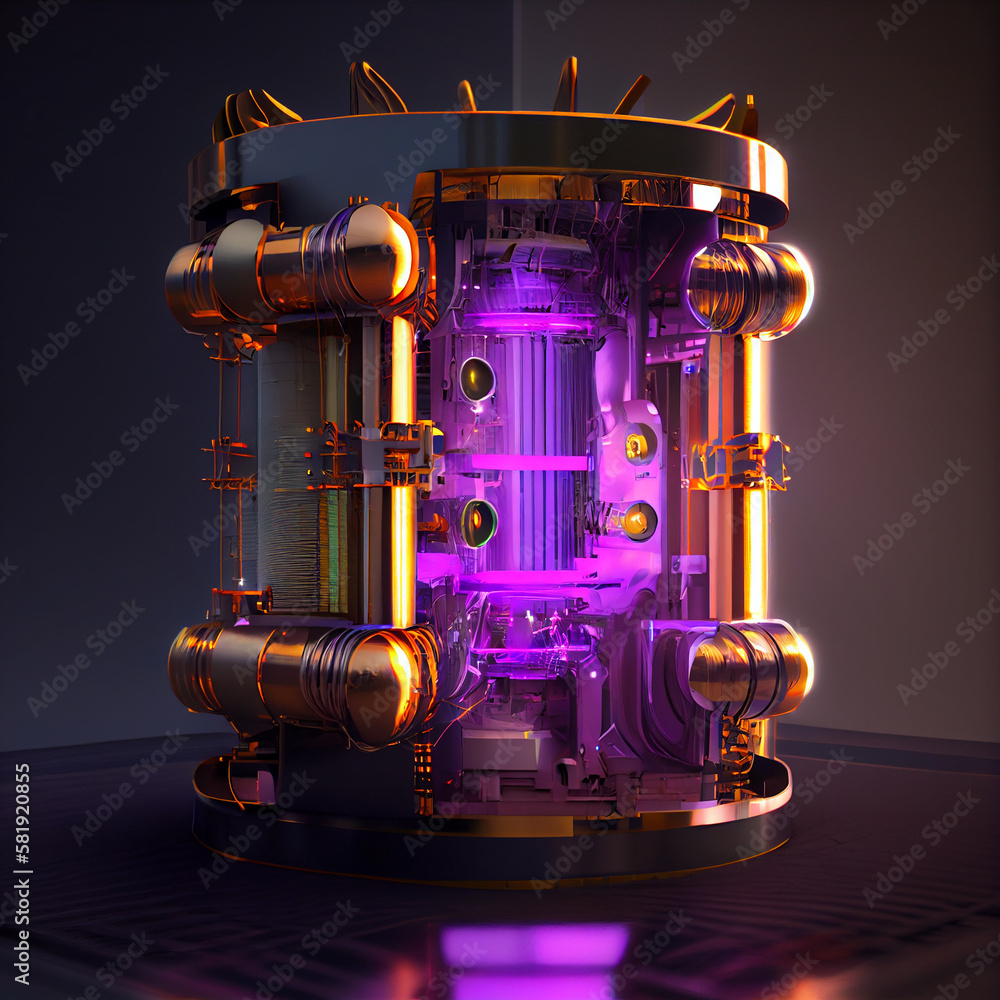 Conceptual high tech power plant thermonuclear or nuclear reactor ...