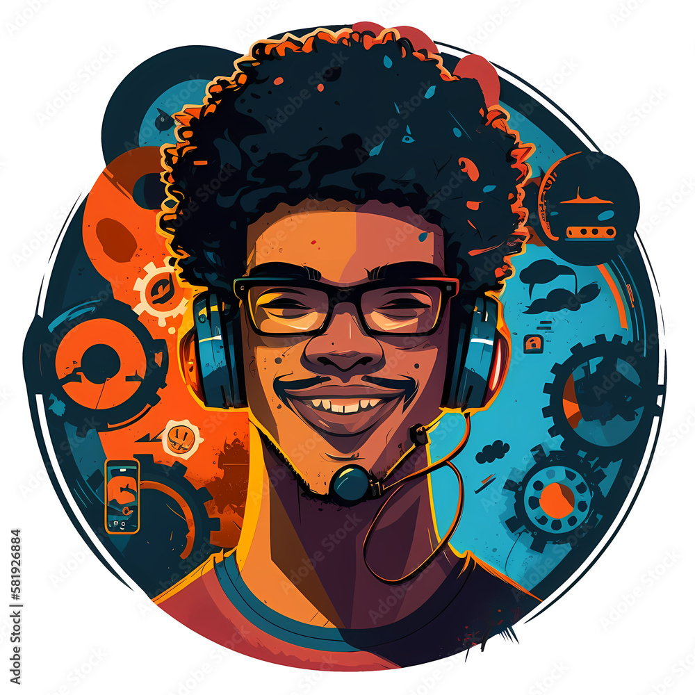 Stylize gamer avatar, Young african american character, man wearing ...