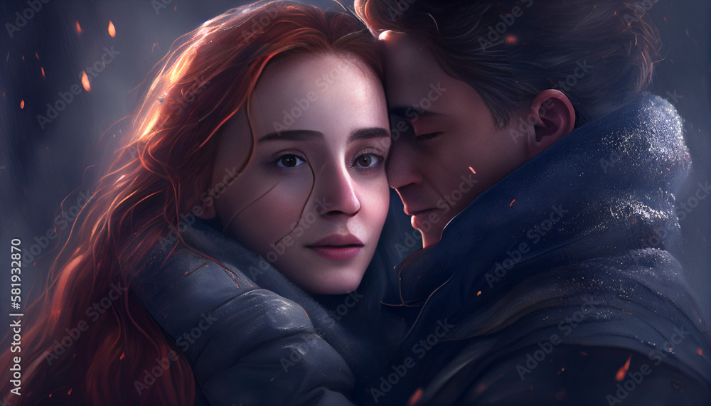 Couple Beautiful Young Girl And Boy Attractive Smiley Face Eye Hair ...