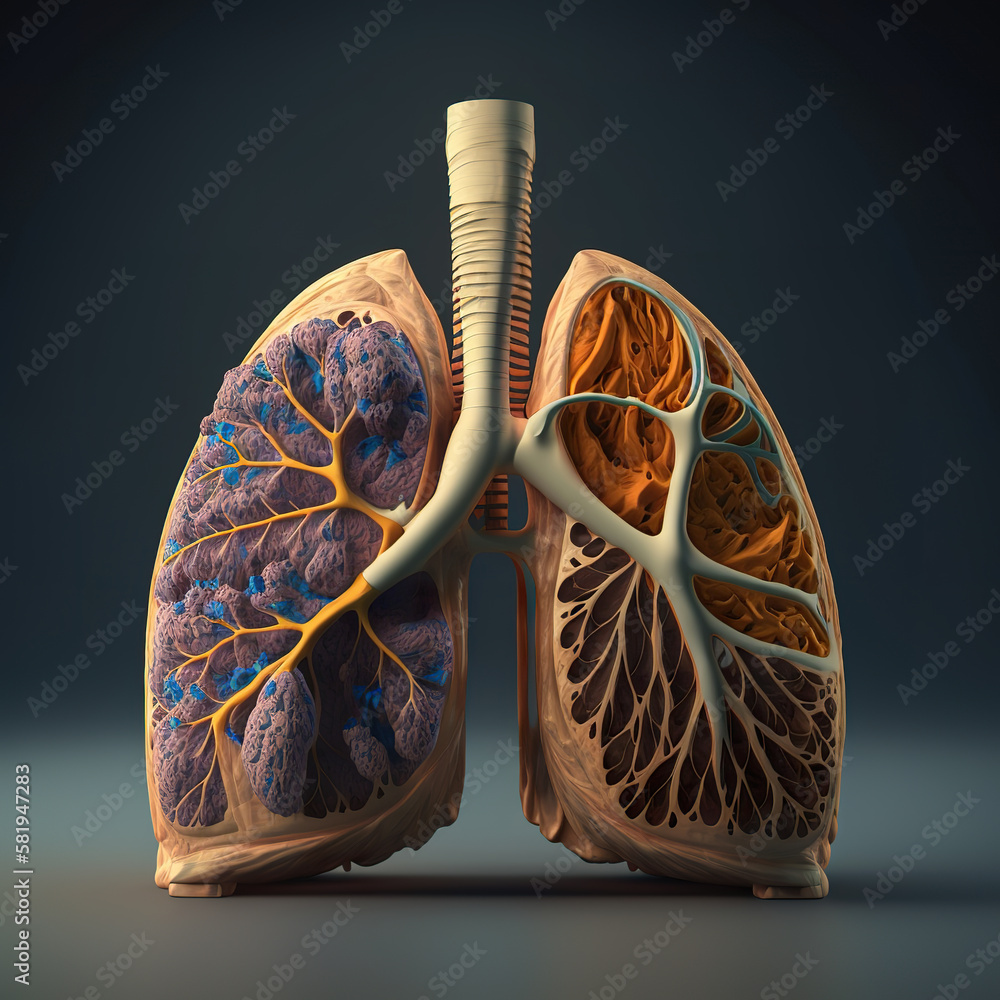 3D Detailed lung organ human biology anatomy. Realistic lung. Lungs ...