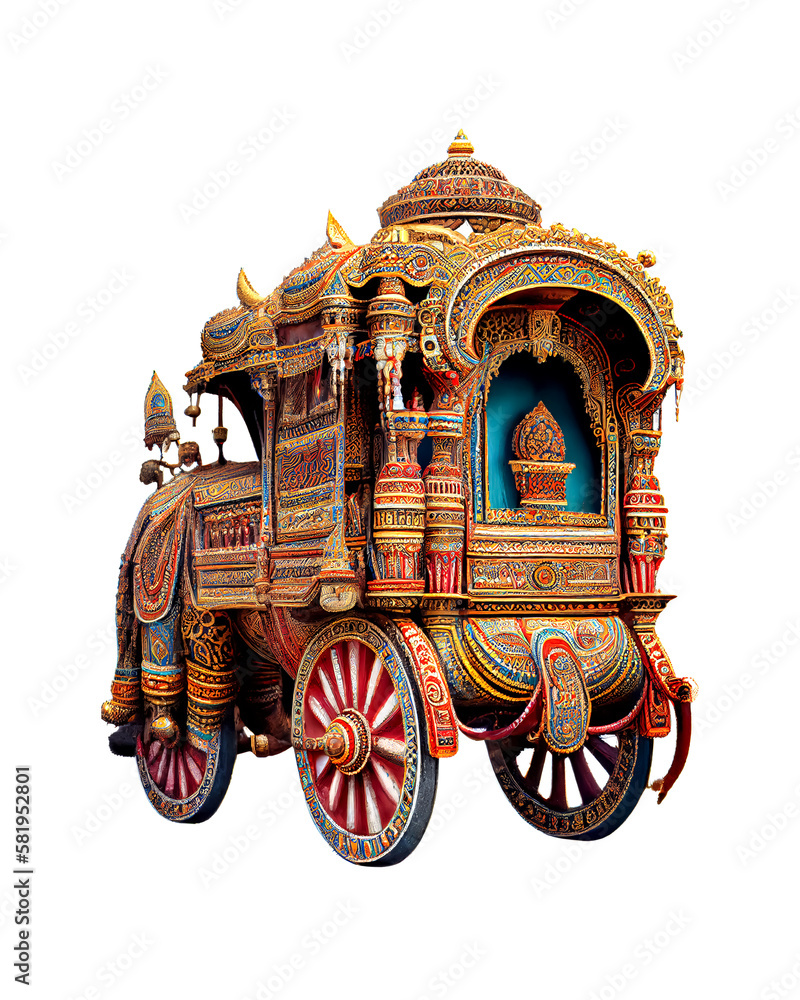 Illustration of the traditional Indian chariot isolated on empty ...