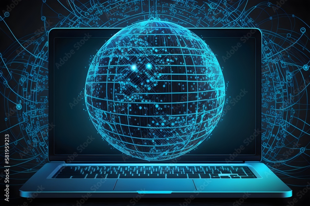 Wallpaper Illustration and background of a laptop, displaying a ...