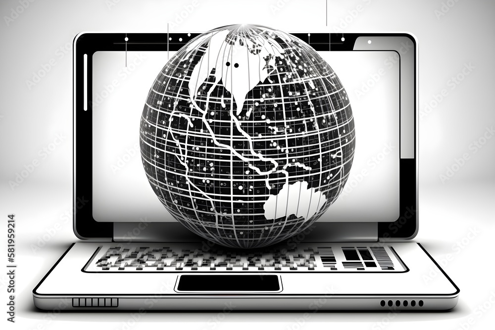 Wallpaper Illustration and background of a laptop, displaying a ...