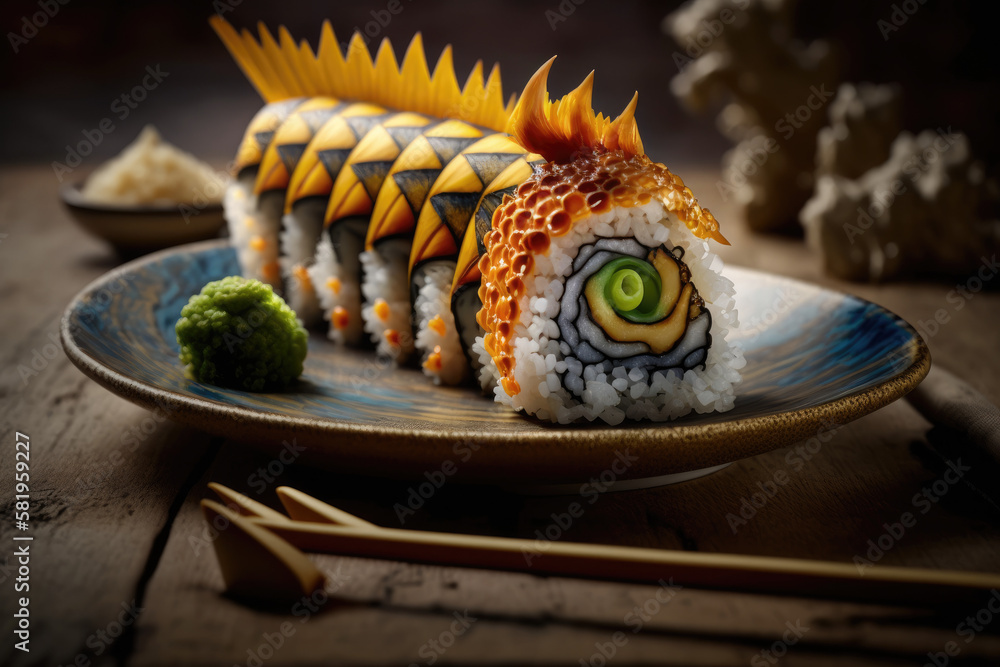 Authentic Japanese Sushi Platter with Chopsticks and Soy Sauce ...