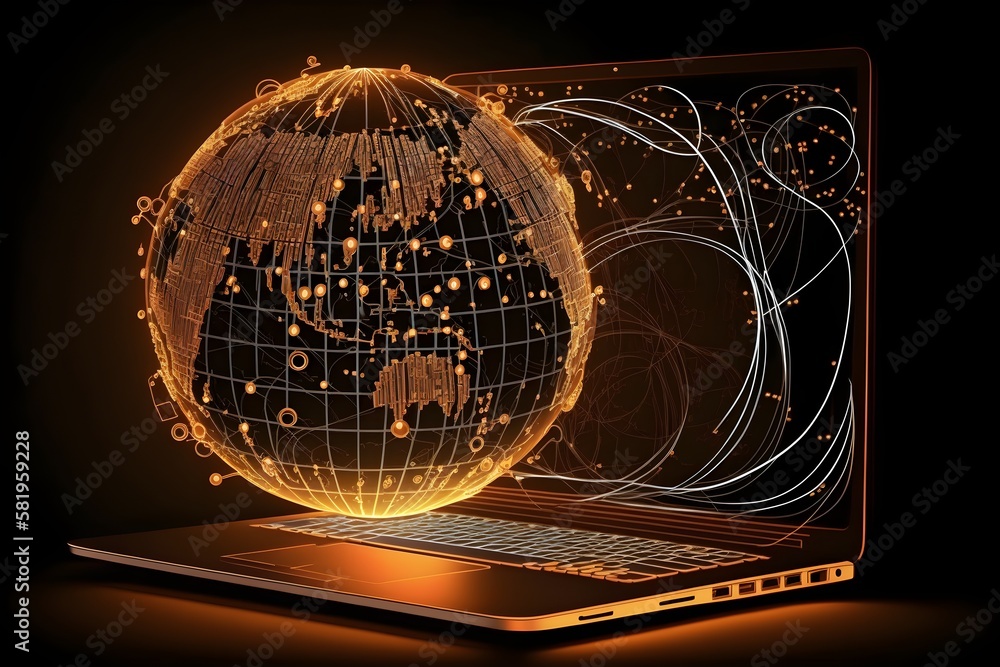 Wallpaper Illustration and background of a laptop, displaying a ...