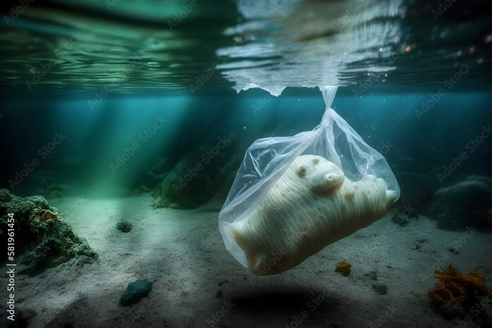 Fish and plastic pollution. Envrionmental problem - plastics ...