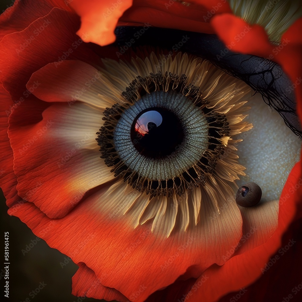 Anzac Day memorial celebrations. Remembrance day banner. Eye as a poppy ...