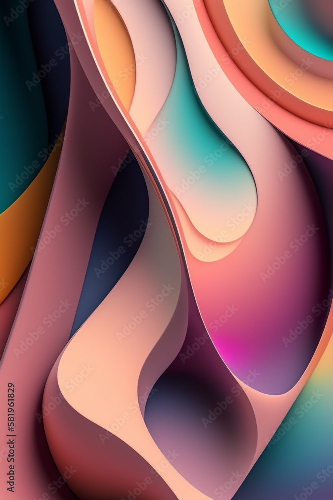 3d abstract design using a soft color palette and a vintage aesthetic ...