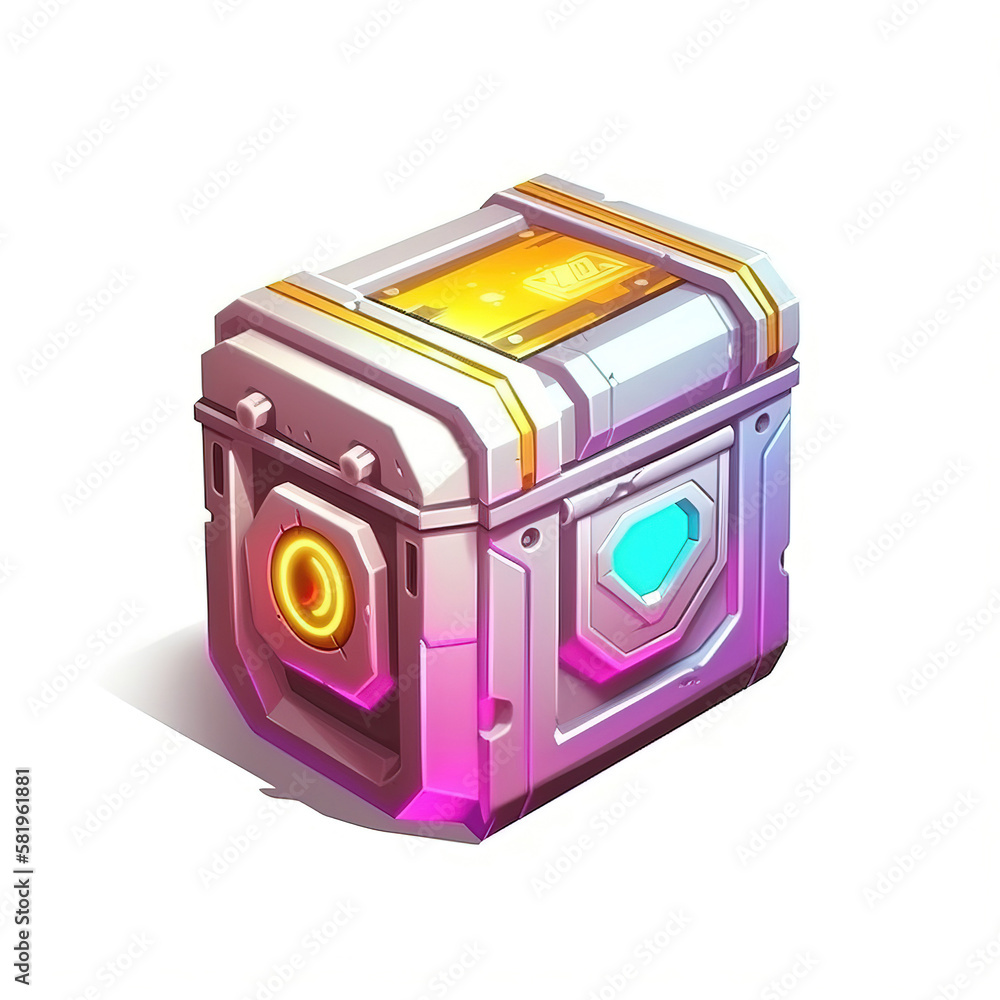 abstract game loot box, container on white background. sketch art for ...