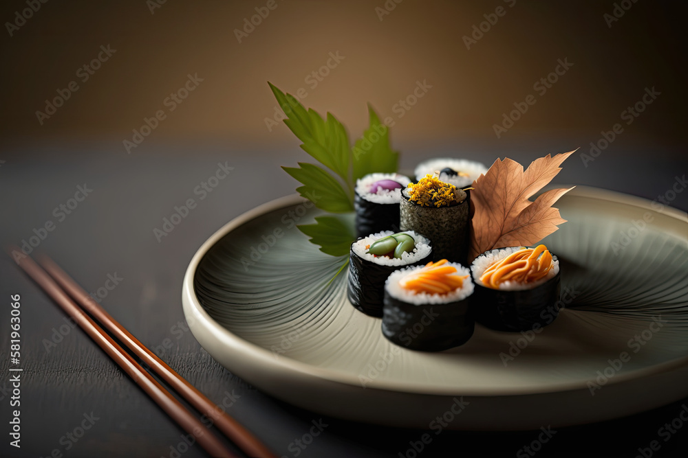 Authentic Japanese Sushi Platter with Chopsticks and Soy Sauce ...
