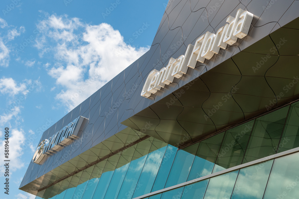 Orlando, Florida, Us-March 2023: The corner of a building with a ...