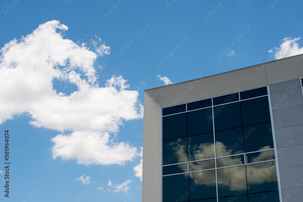 The exterior wall of a contemporary commercial style building with ...