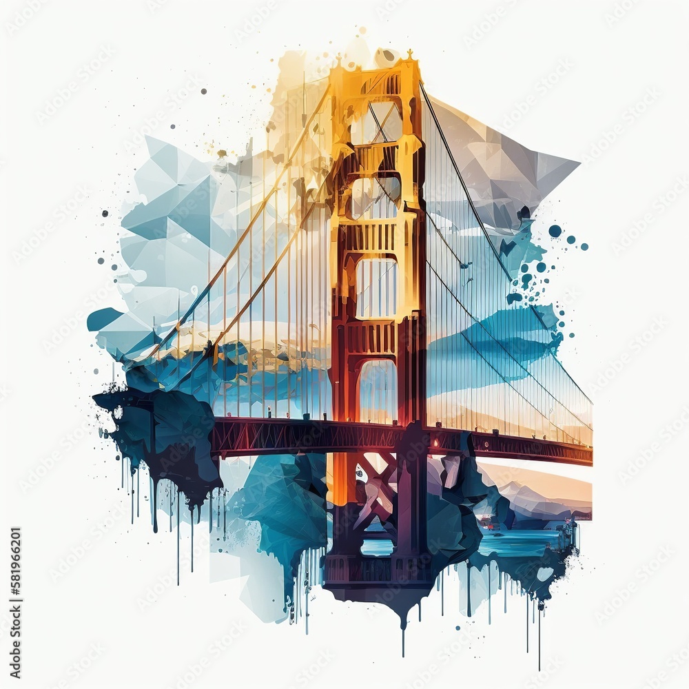 a double-exposure of the Golden Gate Bridge and Alcatraz Island, with ...