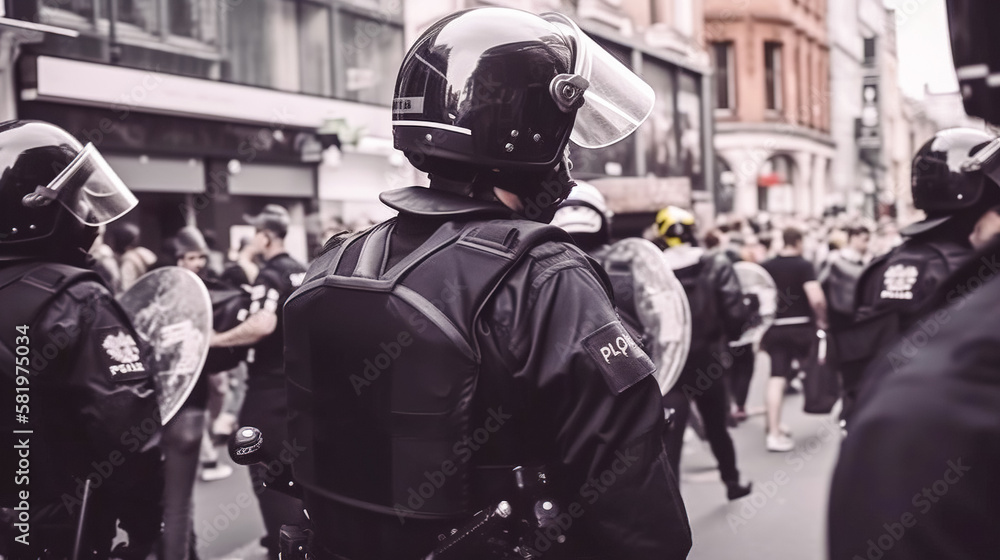 Riot Police handling protesters during demonstrations. digital ai art ...