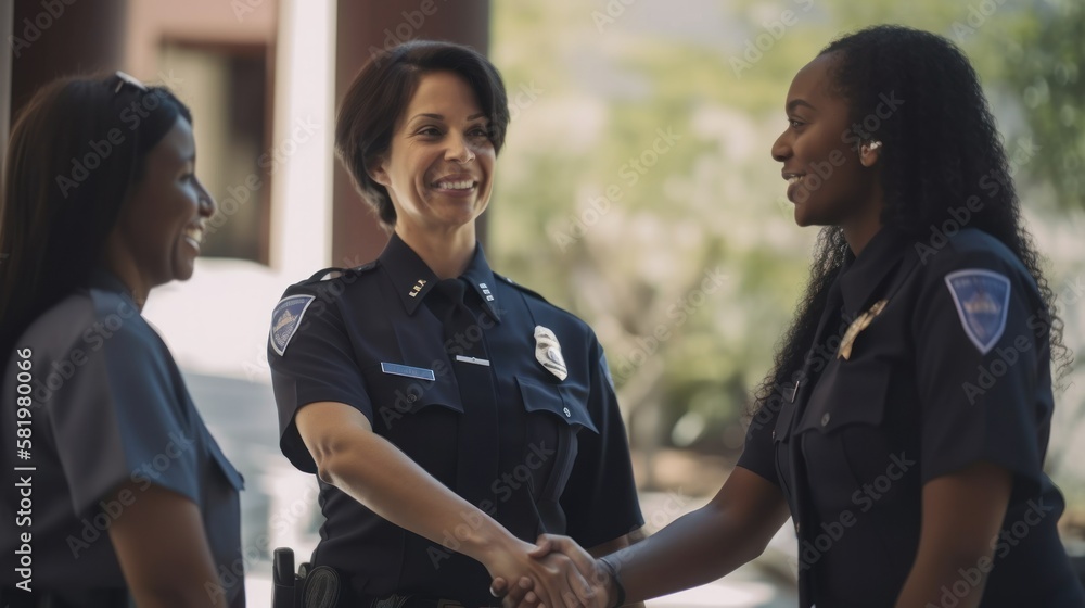 Professional Workplace Female Women: Multiracial Police officers ...