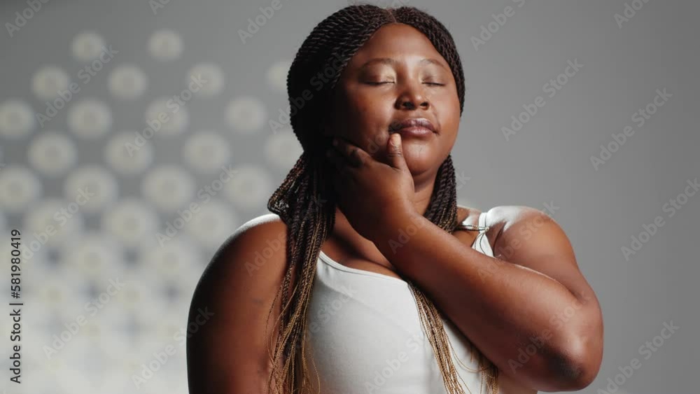 Flawless girl advertising skincare in new campaign, posing with self ...