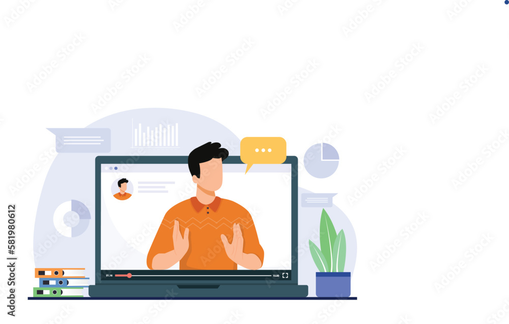 Webinar concept illustration. Educational web seminar, internet classes ...