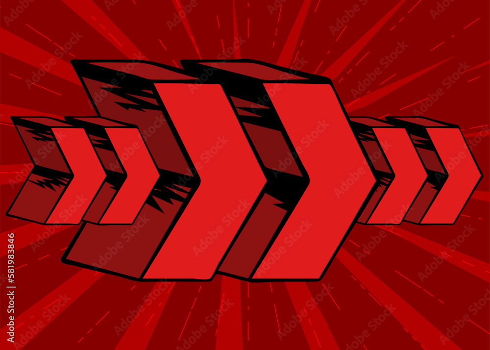 Red Comic book arrow background poster. Comics abstract Symbol. Retro ...