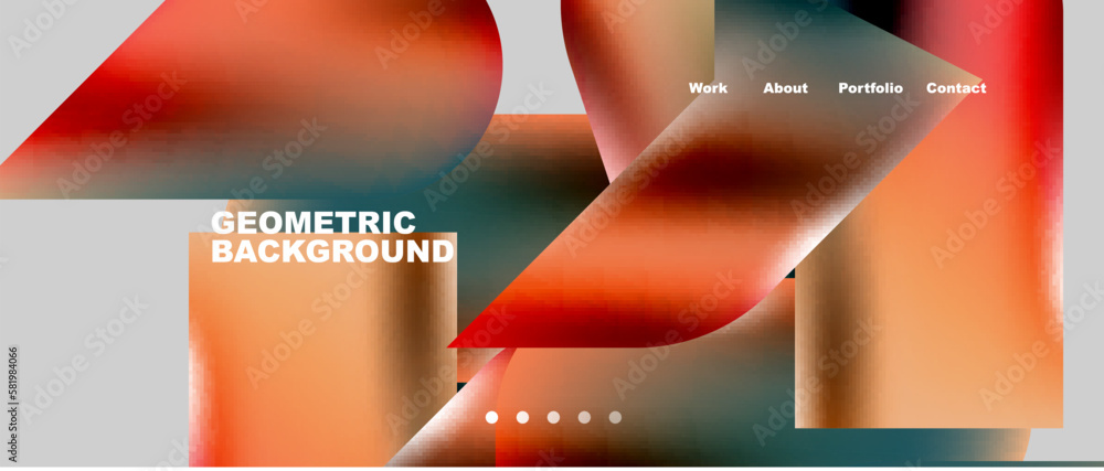 Glassmorphism landing page background template. Colorful glass shapes ...