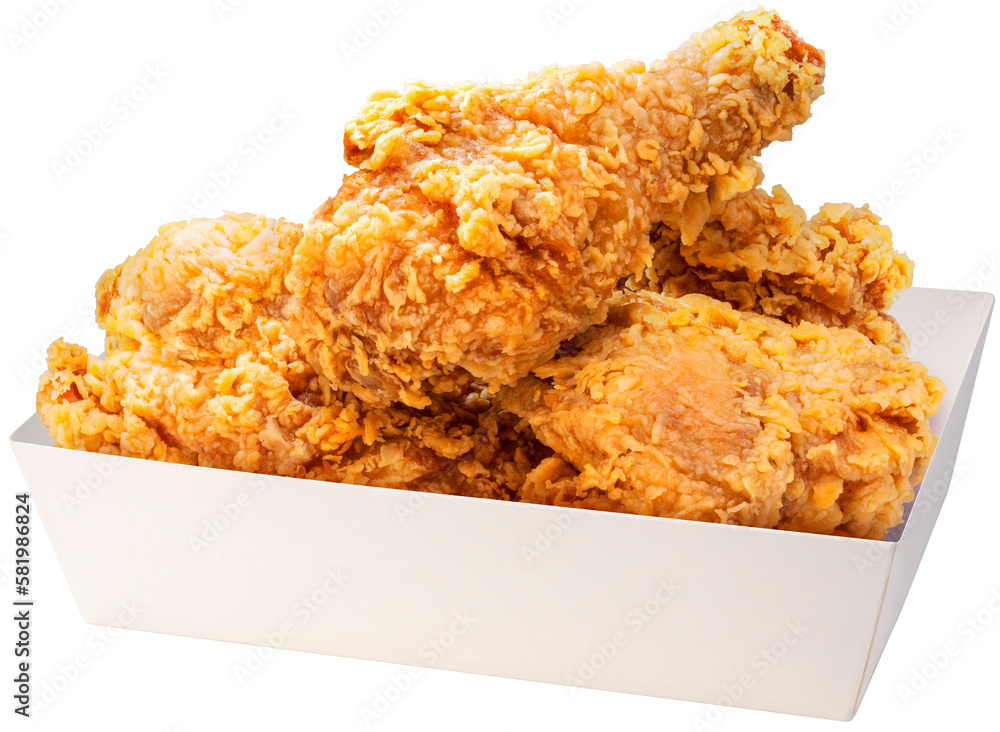 Fried chicken in paper plate, Fried chicken on paper plate for delivery ...