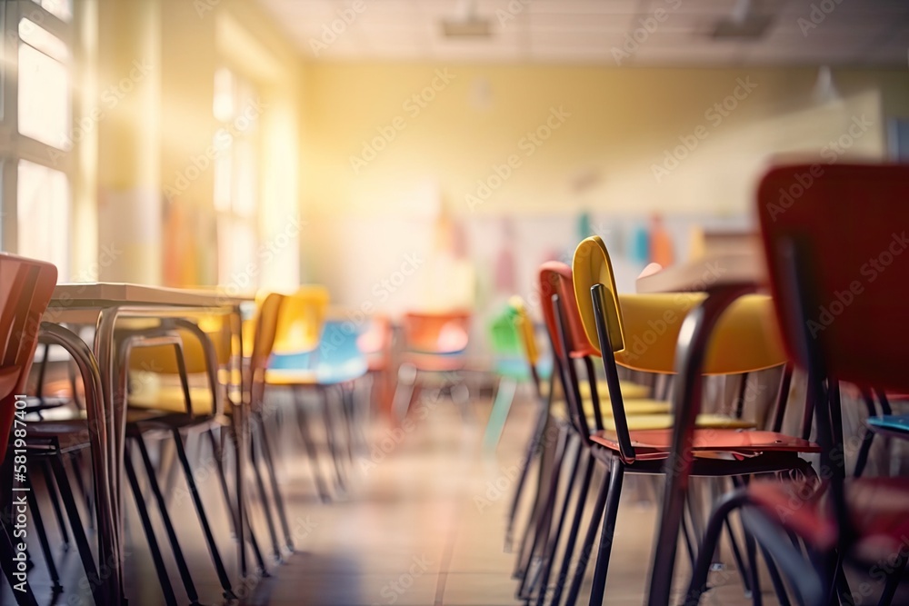 Blur abstract background of kindergarten classroom. Blurred image of ...