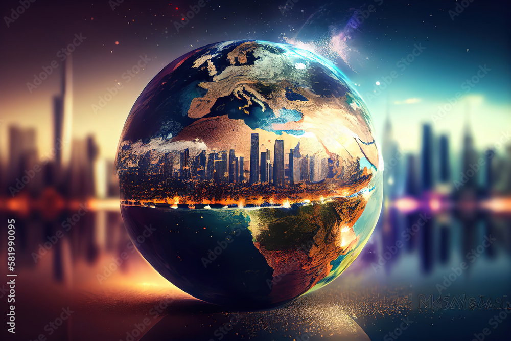 Planet earth global warming system image. Generative Ai Stock ...