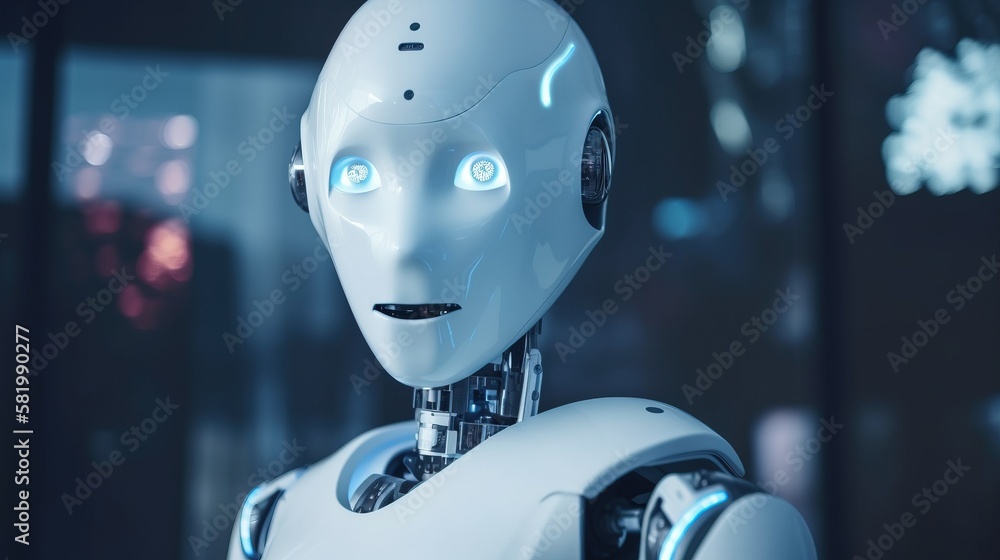 Chat Bot AI. Technology smart robot. Artificial Intelligence humanoid ...