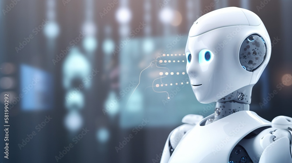 Chat Bot AI. Technology smart robot. Artificial Intelligence humanoid ...