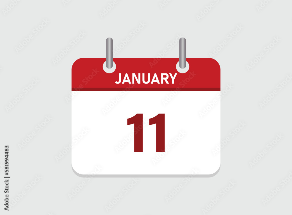 11 january calendar icon. Calendar template for the days of january ...