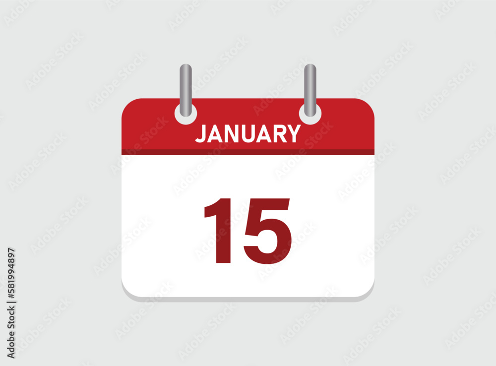 15 january calendar icon. Calendar template for the days of january ...