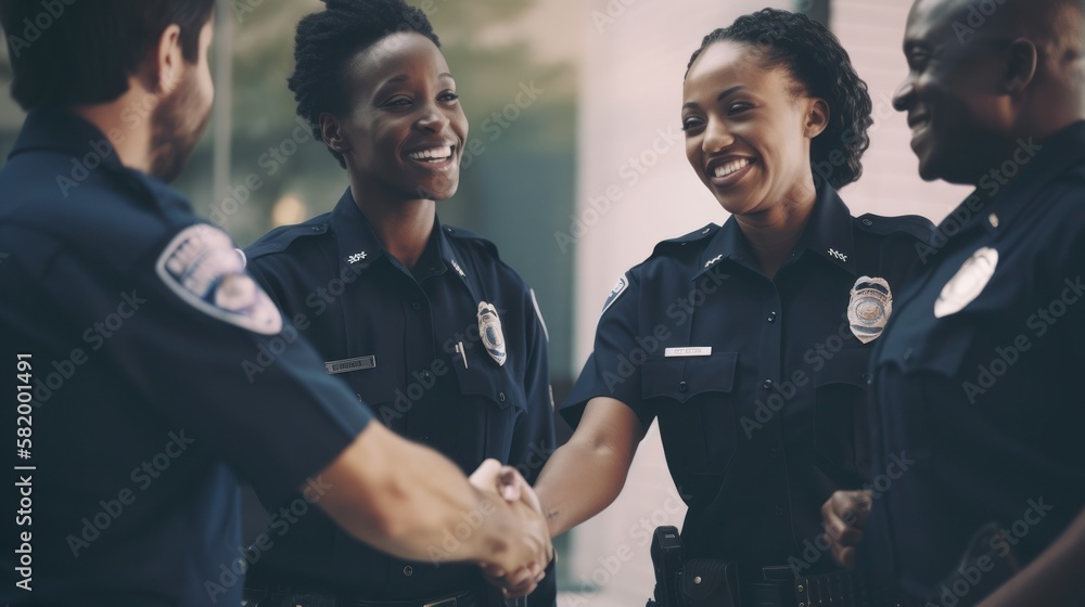 Professional Workplace Men Women: African American Black Police officer ...